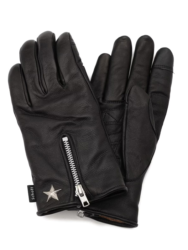 Schott ショット 手袋 メンズ スマートフォン対応 レザー 手袋 冬 裏ボア 機能素材 WINTER ZIP GLOVE ウィンター ジップ グローブ ワンスター 3119058 7823170014 7824970044