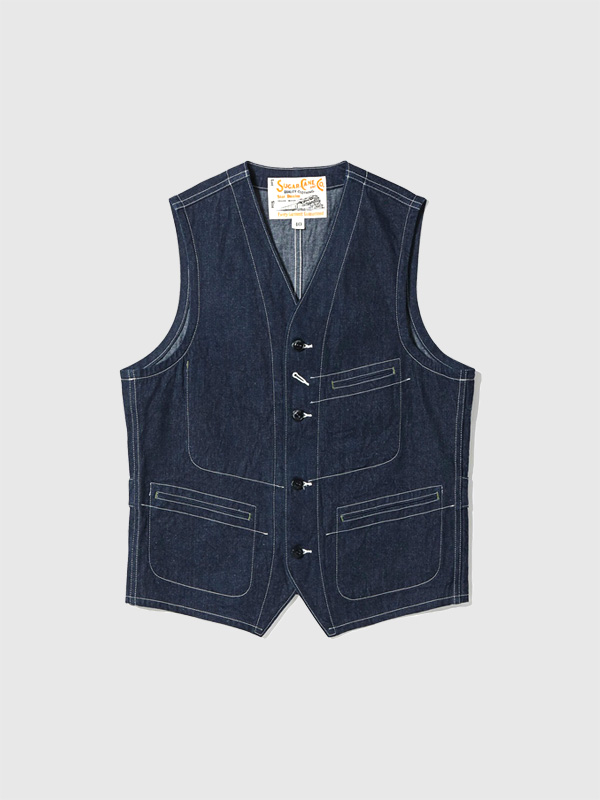 SUGAR CANE シュガーケーン ベスト メンズ メンズ レディース デニムベスト ワークベスト 11oz. BLUE DENIM WORK VEST インディゴ 経年変化 日本製 東洋 SC15702