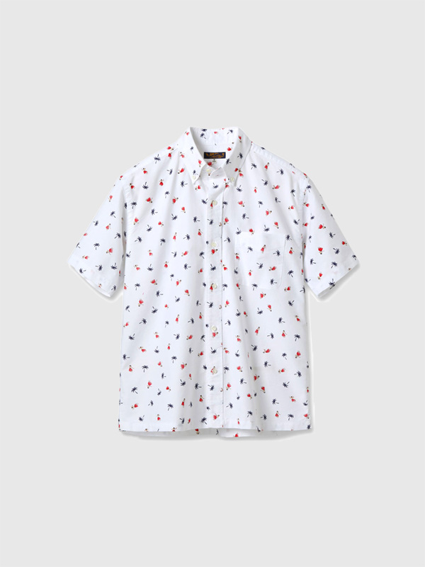 SUN SURF サンサーフ シャツ メンズ レディ—ス 半袖 COTTON OXFORD B.D. SHIRT HULA DANCER コットンオックスフォード フラダンサー パームツリー 楽園 SS39282