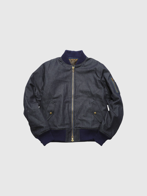 TMT デニム ジャケット MA-1 中綿 ボンバージャケット INDIGO INDIGO LIGHT 経年変化 加工 TJKF2502 MA-1 DENIM JACKET