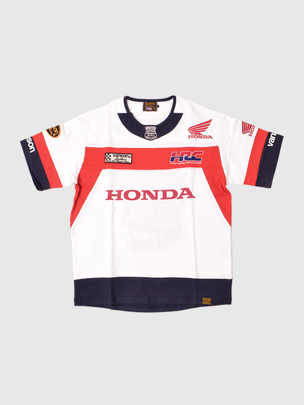【在庫処分】VANSON HONDA バンソン ホンダ Tシャツ メンズ レディ—ス 半袖 大きいサイズ ホンダレーシング HRC レーシングTシャツ WINGマーク トリコロール HRV-2401
