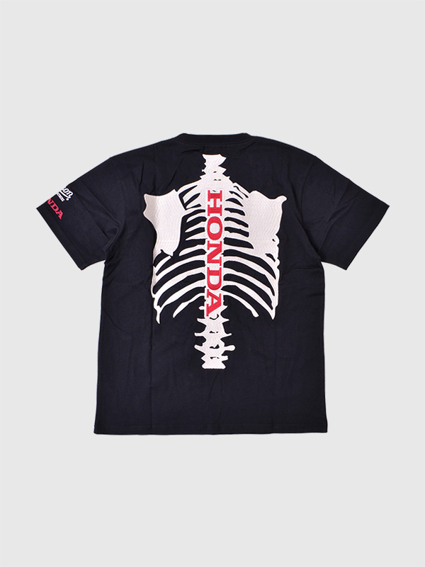 【在庫処分】VANSON HONDA バンソン ホンダ Tシャツ メンズ レディ—ス 半袖 大きいサイズ ホンダレーシング HRC ボーン刺繍 ボーン 骨 WINGマーク トリコロール HRV-2402