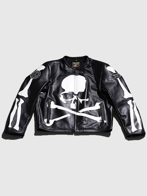 VANSON MASTERMIND WORLD マスターマインド バンソン ライダース ジャケット メンズ レザージャケット 革ジャン BONE JACKET CUSTOM スカル ボーン MW24C13-BL100