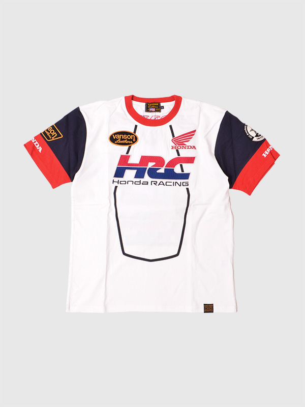 【在庫処分】VANSON HONDA バンソン ホンダ Tシャツ メンズ レディ—ス 半袖 大きいサイズ ホンダレーシング HRC レーシングTシャツ スター WINGマーク HRV-2405