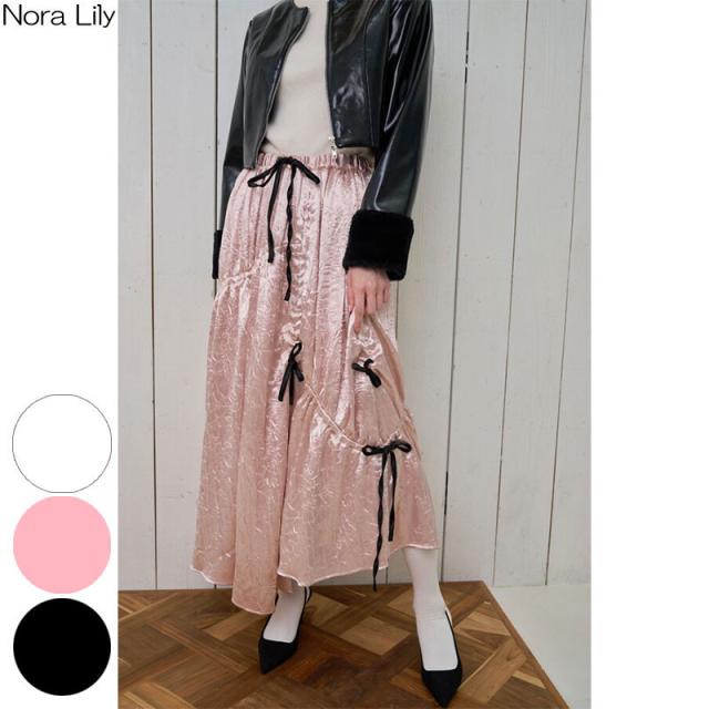 Nora Lily elle ノラリリーエル 【3カラー】ギャザーリボン Aライン スカート 224760078