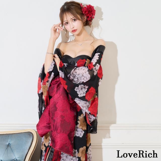 LoveRich ラブリッチ 【2WAY/3点セット】ボレロ付き 花柄 シフォン