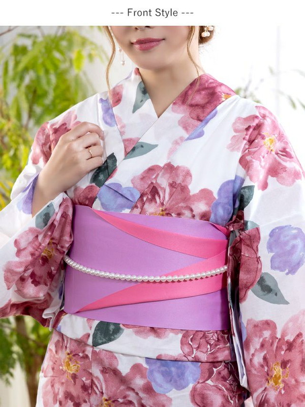 MyDress マイドレス 【浴衣セット】白地に虞美人草文様ゆかた2点セット