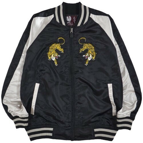 スカジャン サテン メンズ トラ 虎 和柄 長袖 刺繍 アウター 3L 4L z3823-540