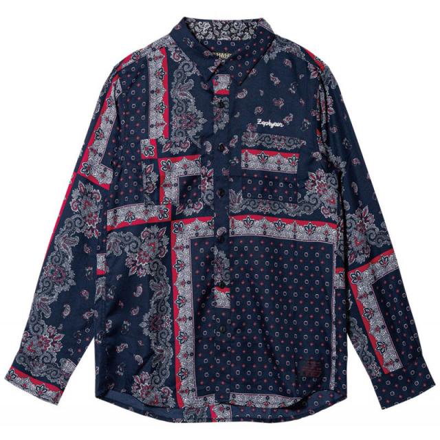 Zephyren ゼファレン SHIRT L/S - Resolve - NAVY PAISLEYの通販はau