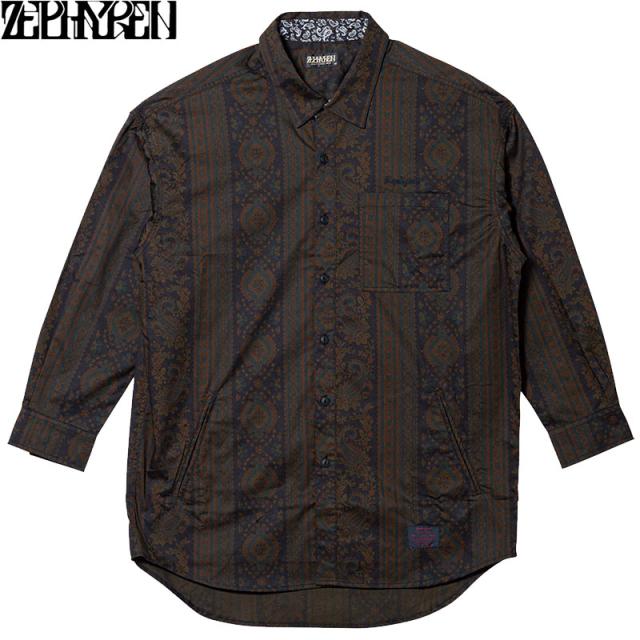 Zephyren ゼファレン BIG SHIRT L/S  - Resolve - BROWN PAISLEY
