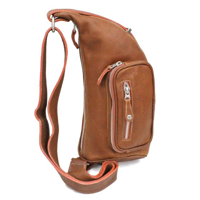 牛革 流線型フォルム カーフスキン レザーボディバッグ ワンショルダー