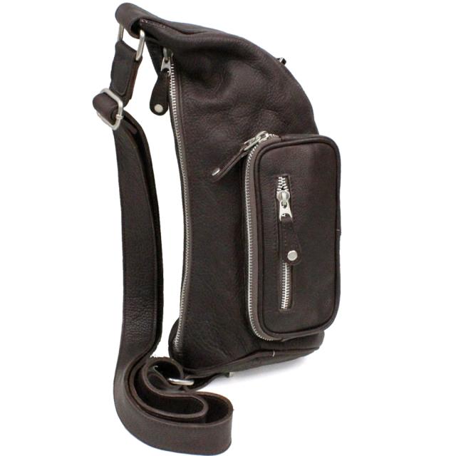 牛革 流線型フォルム カーフスキン レザーボディバッグ ワンショルダー