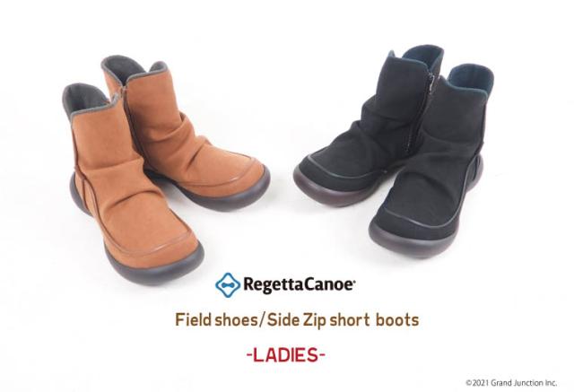 《10%OFF セール》 送料無料 リゲッタ カヌー レディース ブーツ スエード調 ギャザー サイドジップ はっ水 抗菌 防臭 ショート丈 日本製/ CJFS002C/ lvw568 冬 冬新作
