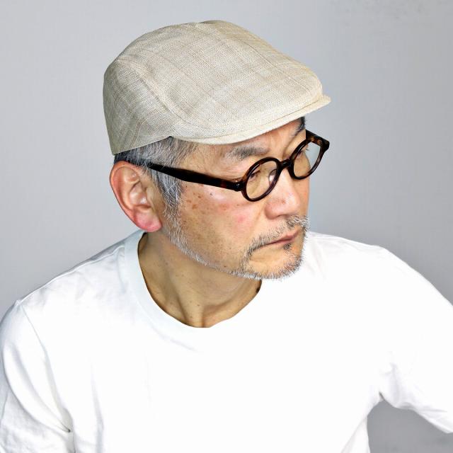 ハンチング帽 麻 メンズ 春夏 日本製 mila schon シナマイ ハンチング 涼しい 通気性 無地 シンプ
