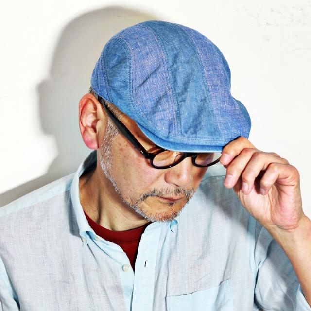 シナコバ デニム ハンチング メンズ 春夏 日本製 sinacova ハンチング帽 パッチワーク デニムキャ
