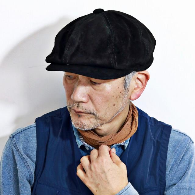 ヌバック レザー キャスケット ファットモゥ&サンズ 男 FAT MOE&SONS メンズ 牛革 ぼうし リアルレ