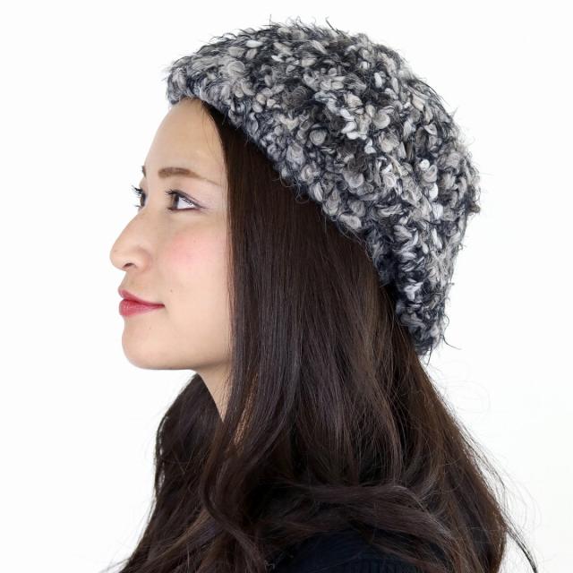 ニット帽 婦人用 ニット帽子 秋冬 婦人 ぼうし MODELIA ミセス ニット 送料無料 灰色 グレー エス