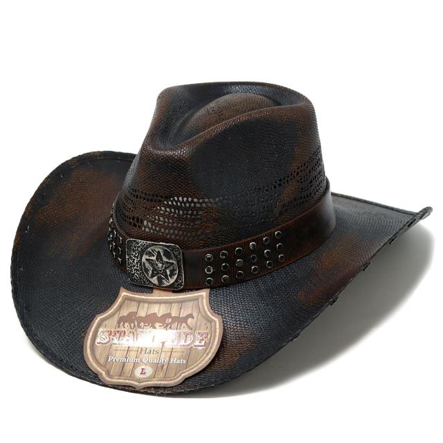 カリフォルニアハット カウボーイハット バンゴラ草 帽子 コロンビア製 星 デザイン ベルト ス