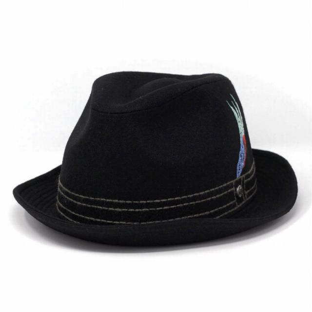 中折れハット DAKS メンズ 帽子 ウール 秋 冬 ダックス 中折ハット フェザー刺繍 黒 ブラック 男性 誕生日 帽子 ギフト プレゼント ラッピング無料