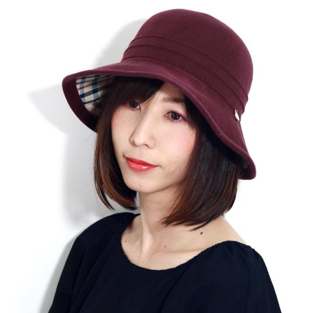 レディース ハット DAKS 春 夏 日よけ UV対策 手洗い可 日本製 UVカット チェック ダックス 女性用 サマーニット 日本製 ワイン 母の日 ギフト 女性 誕生日 プレゼント 帽子