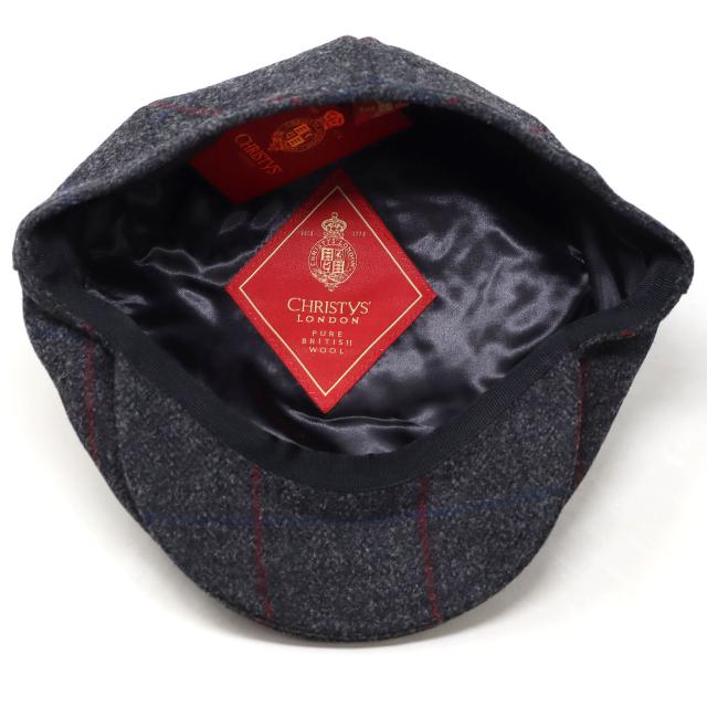 CHRISTYS' LONDON ハンチング帽 メンズ ストライプ クリスティーズ 帽子 メンズ ツイード チェック柄 秋冬 トラディショナル "Balmoral" tweed ハンチング帽子 チャコール ［ ivy cap ］男性 誕生日 プレゼント クリスマス ギフト ラッピング無料 送料無料