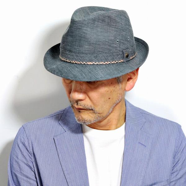 DAKS ハット シャンブレー 大きいサイズ ダックス 帽子 綿 麻 紳士 おしゃれ 中折れハット メンズ 無地 通販 帽子 紳士ファッション 春 夏 55cm 56cm 59cm 60cm 英国 男性 高級帽子 オシャレ グレー [ fedora ] ギフト ラッピング 無料 送料無料 父の日