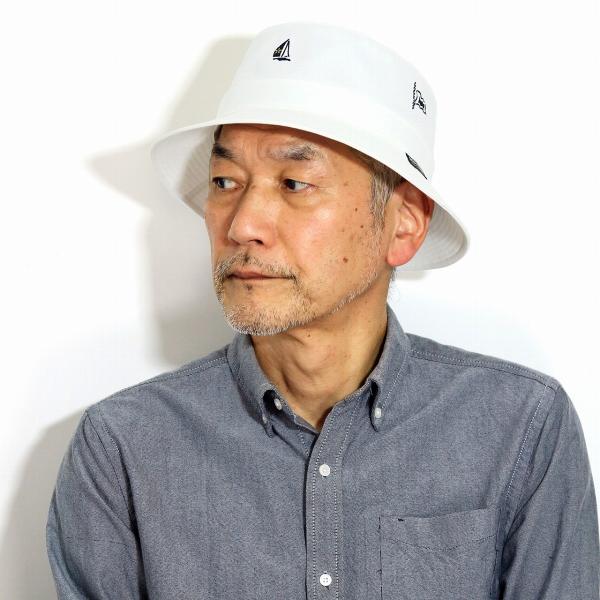 サファリハット メンズ 春夏 メンズ ハット SINACOVA マリン ヨット ロゴ 帽子 綿100% コットン シナコバ 日本製 サハリハット メンズ ブランド 紳士ハット オフホワイト [ bucket hat ] 父の日