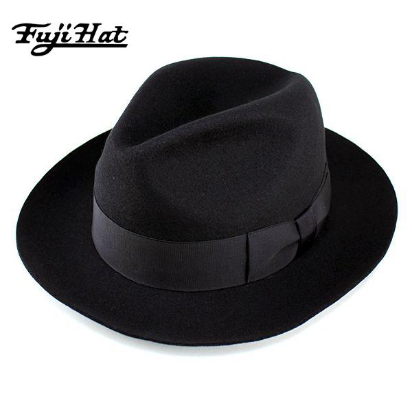 帽子 メンズ ハット 中折れハット ウール 羊毛 フェルト 帽体 レディース ブラック (ツバ広 秋冬用 秋冬商品 帽子 ぼうし 大人カジュアル ファッション つば広 ハット 中折れ帽 フェルトハット ウールハット トレンド 秋物 冬物) 父の日