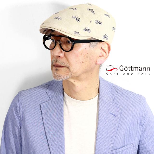 ハンチング 帽子 大きいサイズ 帽子 ハンチング 送料無料 父の日 ギフト 総柄 自転車柄 ハンチング帽 メンズ 春夏 ゴットマン Gottmann 綿素材 ベージュ ivy cap 父の日 ギフト プレゼント ラッピング無料