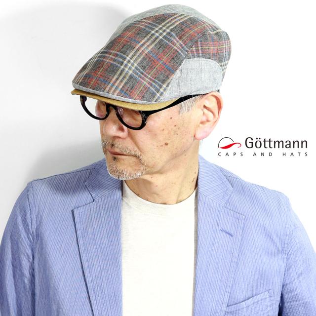 帽子 送料無料 父の日 ギフト ハンチング帽 大きいサイズ ハンチング メンズ 春夏 ゴットマン チェック柄 切替え 60cm 61cm ブラウンレッド 男性 帽子 誕生日 プレゼント ギフト包装 ラッピング無料 送料無料