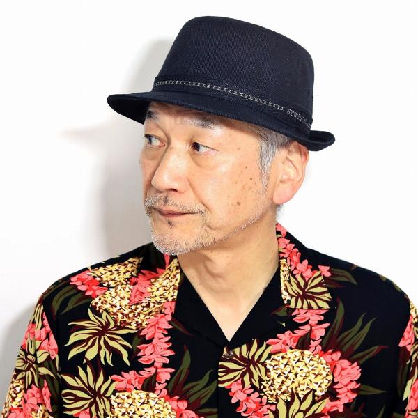 STETSON アルペンハット メンズ 麻 帽子 リネン 涼しい ハット 春夏 日本製  日よけ リネンハット アルペン帽 紳士 サイズ調整可 ハット ブランド 男性用 ステットソン 大きいサイズ 黒 ブラック ［ alpine hat ］男性 プレゼント 帽子通販 父の日