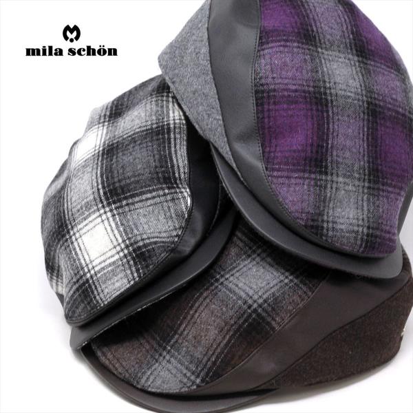 ハンチング チェック メンズ ハンチング帽 ミラショーン 帽子 チェック柄 紳士 アイビーキャップ パープル ハンチング 茶色 帽子 チャコールグレー [ ivy cap ] 父の日 ギフト 送料無料 メール便 ラッピング包装無料 ミラショーン 帽子通販 敬老の日