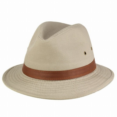 ハット メンズ サハリハット 中折れ 帽子 中折れ帽 春夏 撥水加工 UV加工 Dorfman Pacific カーキ