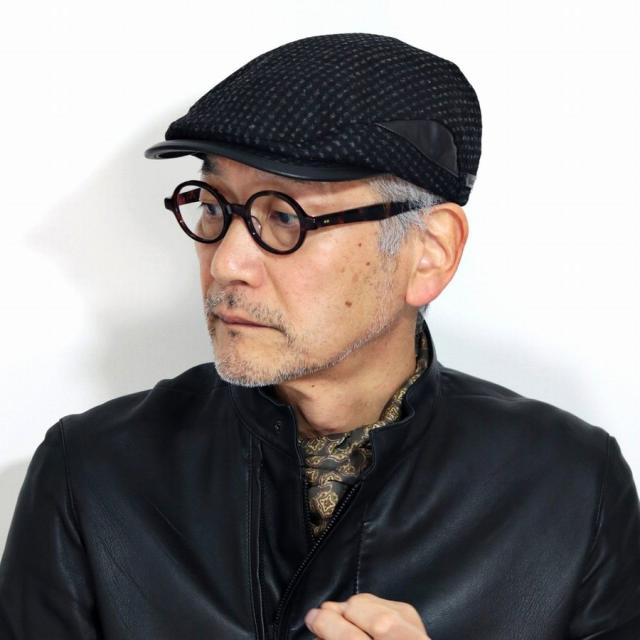 Kaszkiet ハンチング 大きいサイズ メンズ 帽子 秋冬 ウール カシュケット ヨーロッパ チェック柄 レザー 黒 1237 1型 東欧 中欧 ブランド 定番 お洒落 ブランド生地 ブラック ( クリスマス ギフト包装 ラッピング 無料 )