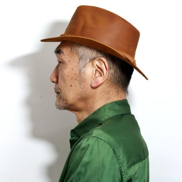 送料無料 ハット メンズ レザー 帽子 エクアドル製 高級 レザー 撥水