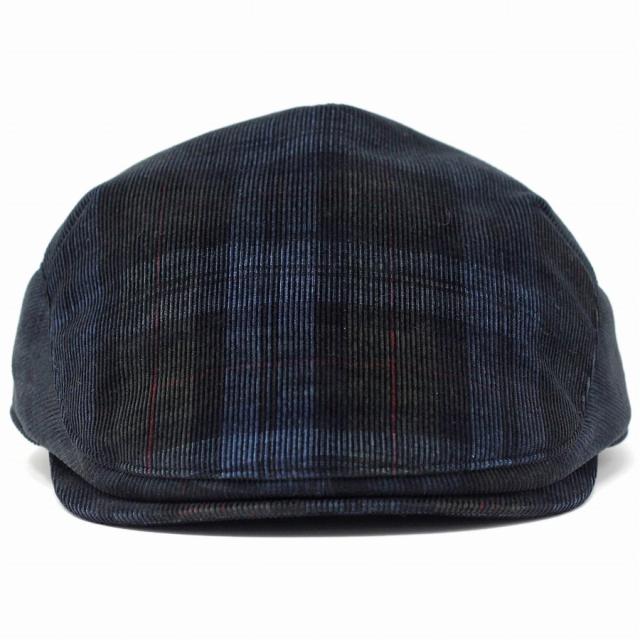 ハンチング コーデュロイ チェック柄 ドゥカ・ヴィスコンティ イタリア生地 帽子 黒 ステットソン アメリカ ブランドSTETSON ダークチェック DUCA VISCONTI DI MODRONE ロイヤルステットソン コール天 ブラック ( クリスマス ギフト包装 ラッピング 無料 ) ハンチング コーデュロイ チェック柄 ドゥカ・ヴィスコンティ イタリア