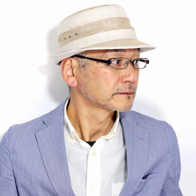 アルペンハット メンズ ミラショーン ボーダー イタリアブランド コットン 紳士ハット 春夏 アルペン リネン ショートブリム milaschon 日本製 ベージュ ギフト プレゼント 父の日 贈り物 ギフト包装