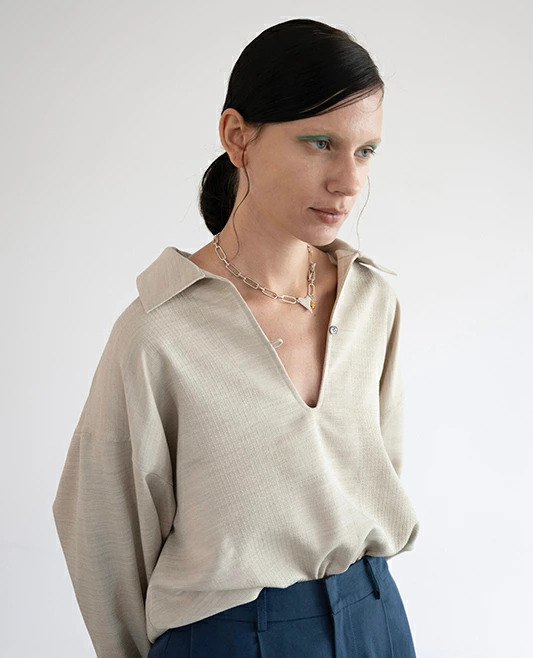 【即納】CAVEZA ROSSO カベサロッソ フロントステッチリネンライクシャツ トップス CAI4594【2024】 【SS】 【2024春夏】 【2024SS】 【入荷】