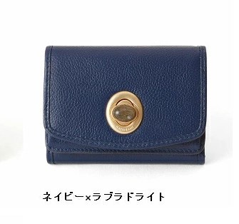 【即納】HASHIBAMI ハシバミ Gem Stone Mini Wallet 【天然石ミニウォレット】【ネイビー】【ラブラドライト 】Ha-2008-729 財布 三つ折り mini ミニ財布