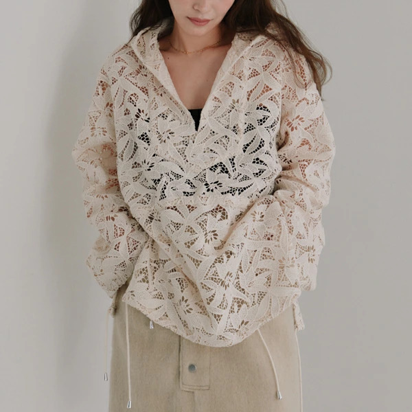 【即納】Hella ヘラ flower lace hoodie フラワーレースフーディ h253-13【2025】【AW】【2025夏秋】【2025AW】【入荷】
