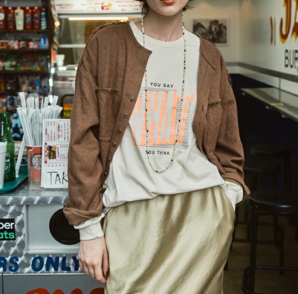 【即納】LE MELANGE ル メランジュ ルメランジェ ノーカラーツイーディシャツジャケット 8453802【2024】【AW】【2024秋冬】【2024AW】【入荷】