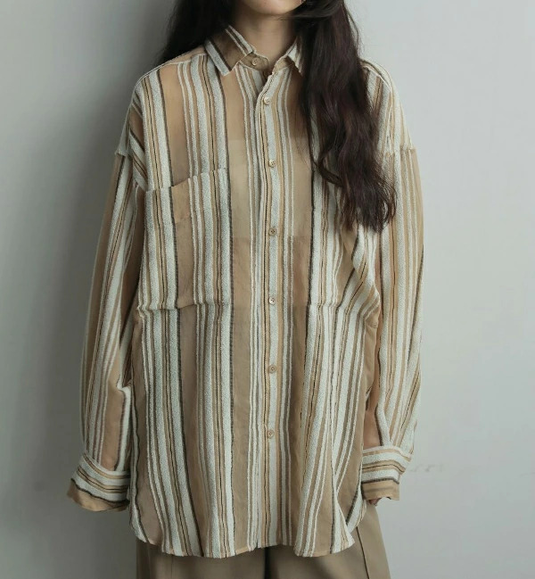 【即納】anuke アンヌーク anuke　Sheer Stripe Shirts シアーストライプシャツ 62520424 船曳ひろみ【2025】【AW】【2025夏秋】【2025AW】【入荷】