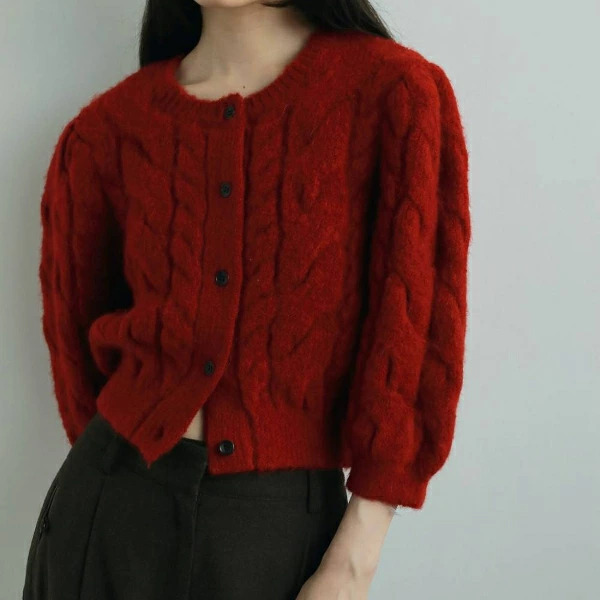 【即納】anuke アンヌーク anuke　Halfsleeve Cable Cardigan ハーフスリーブケーブルカーディガン 62520513 船曳ひろみ【2025】【AW】【2025夏秋】【2025AW】【入荷】