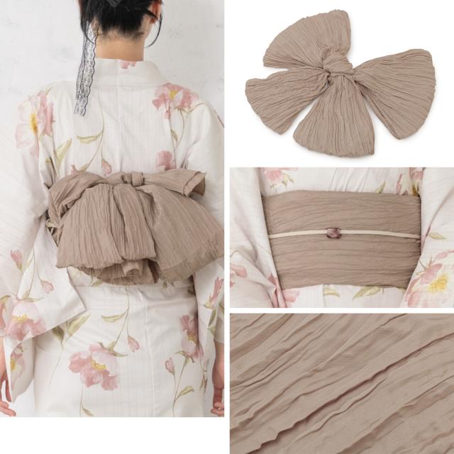 浴衣 セット レディース 浴衣セット 兵児帯 2024 大人 3点セット ピンク ブラウン ベージュ ポピー 花 綿 帯 フリーサイズ 送料無料 浴衣 セット レディース 浴衣セット 兵児帯 2024 大人 3点セット