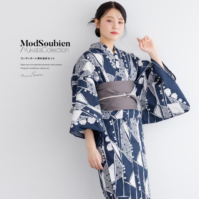 浴衣 セット レディース 浴衣セット 半幅帯 2025 3点セット 簡単 涼しい 紺 白 グレー レトロ 花柄 綿 大人 おしゃれ 可愛い 帯 下駄 フリーサイズ 送料無料