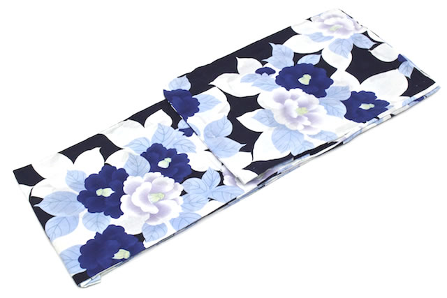 浴衣 レディース bonheur saisons（ボヌールセゾン） 濃紺 ネイビー 白 ホワイト 椿 花 綿100% 洗える 夏祭り 花火大会 女性用 仕立て上がり【送料無料】