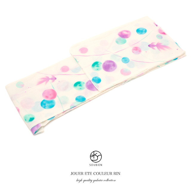 浴衣 レディース bonheur saisons ボヌールセゾン 白 クリームホワイト 水色 紫 水玉 ドット 金魚 綿 紅梅 夏祭り 花火大会 女性用 仕立て上がり 【フリーサイズ】