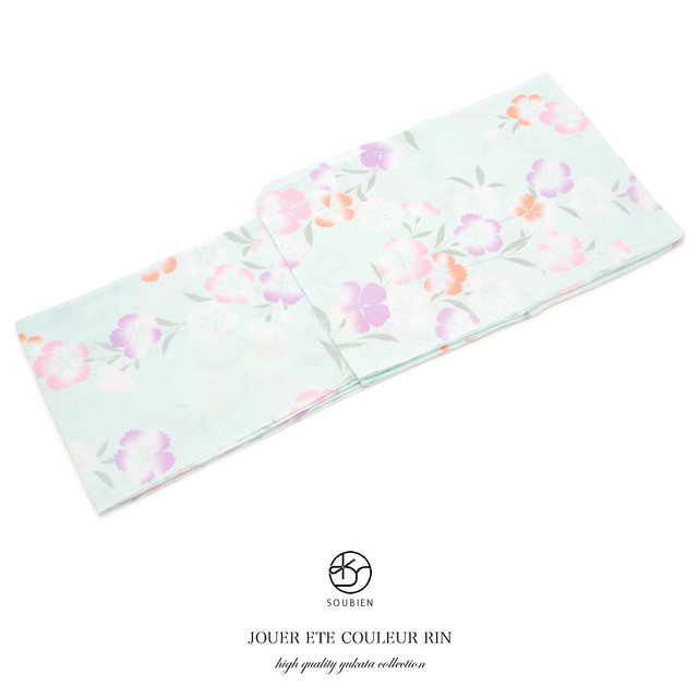 浴衣 レディース bonheur saisons ボヌールセゾン 薄水色 スカイブルー 縞 ストライプ 撫子 ナデシコ 綿 夏祭り 花火大会 女性用 仕立て上がり