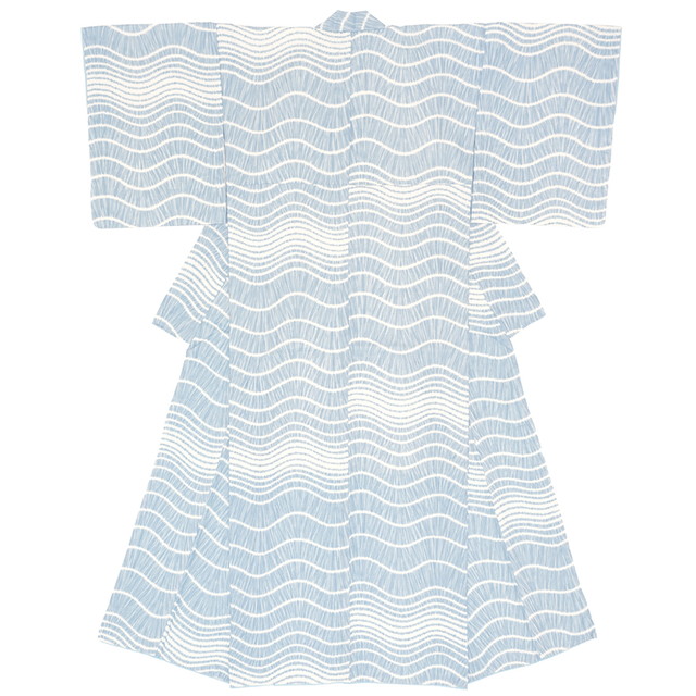 着物 袷 プレタ着物 青系 ブルー 波 絞り調 京染め 小紋 カジュアル 仕立て上がり 和装 レディース 女性用 Mサイズ Lサイズ【送料無料】