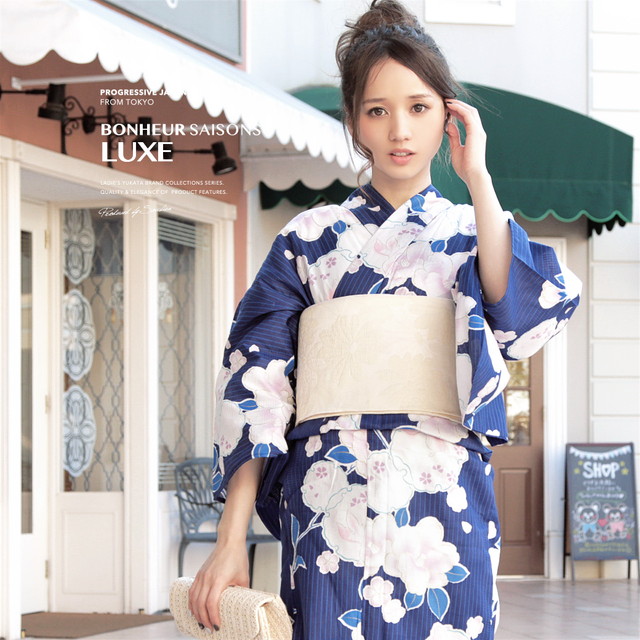 浴衣セット レディース レトロ 浴衣セット 大人 3点セット 紺系 ネイビー 黄色 椿 つばき 雪輪 金魚 綿 ラメ 兵児帯 女性 ボヌールセゾン